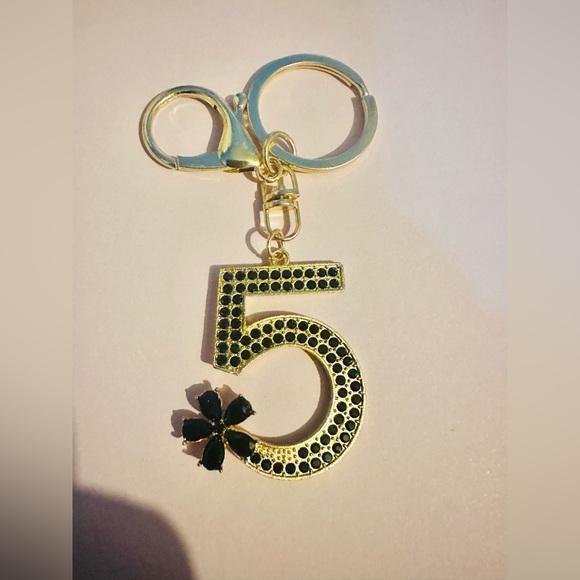 Accessories | Gold And Black Number 5 Bagcharmkeychain | Poshmark